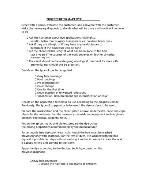 Procedure To Make Dye Pdf Shampoo Dye