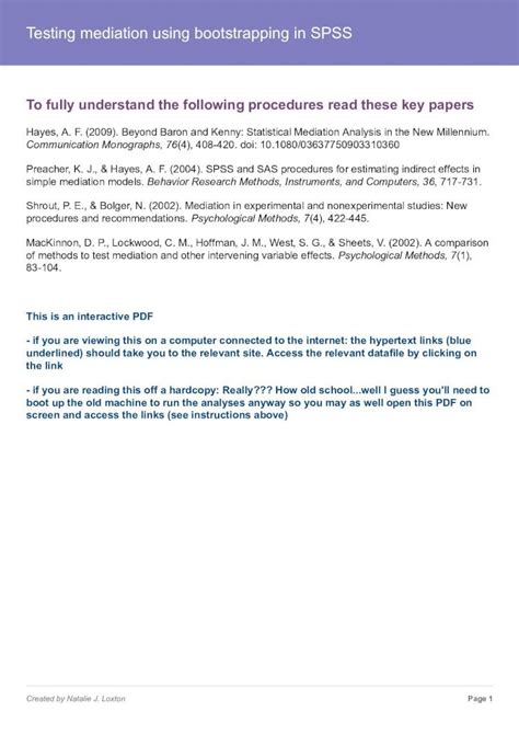 Pdf Testing Mediation Using Bootstrapping In Spss Dokumentips
