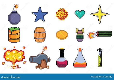 8 Bit Pixel Art Game Icon Set Ui Elements Pixel Set Game World And