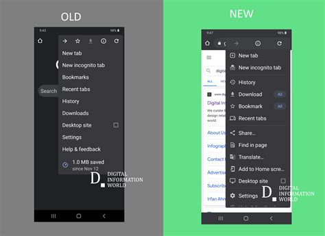 Google Chrome For Android Brings A New Set Of Menu Icons