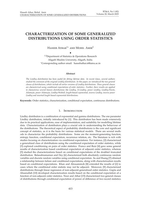 Pdf Characterization Of Some Generalized Distributions Using Order
