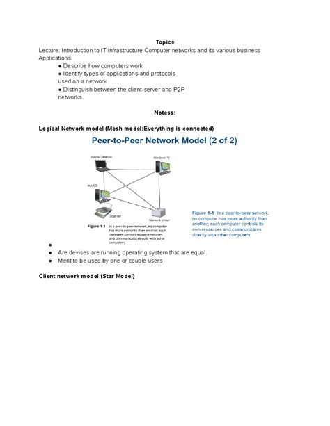Intro Week 1 L Notes Topics Lecture Introduction To It Infrastructure Computer Networks And
