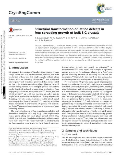 Pdf Structural Transformation Of Lattice Defects In Free Spreading