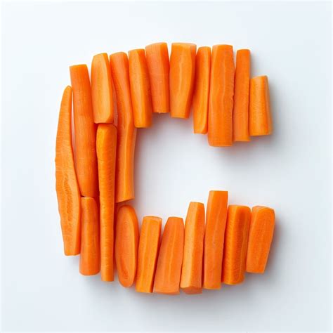 Fresh Carrot Stick Monogram Letter C On White Background Monogram