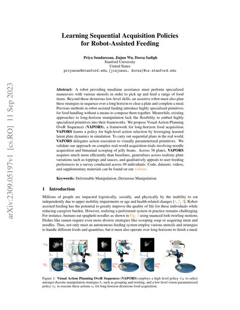(PDF) Learning Sequential Acquisition Policies for Robot-Assisted Feeding