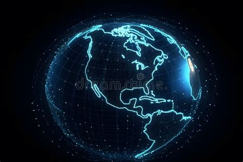 Digital Hologram Of Planet Earth Neural Network Ai Generated Stock Illustration Illustration