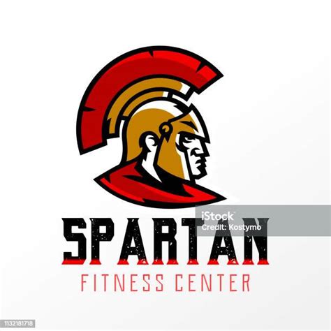 화려한 로고 배지 스파르타 머리와 고린도 헬멧의 국장 그리스 군인 전사 영웅 방패 레터링 스포츠 클럽 체육관 벡터 일러스트 레이 션에 대 한 정체성 볼테르 인조에 대한 스톡