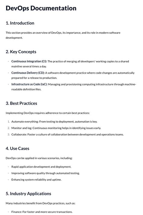 Devops Documentation Template Collaborative Docs For Teams