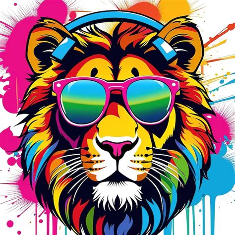 Premium Photo Lion Head Illustration Graffiti Color Splash T Shirt