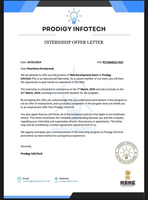 Charishma Kovelamudi On Linkedin Softwaredevelopment Internship Prodigy Prodigyinfotech