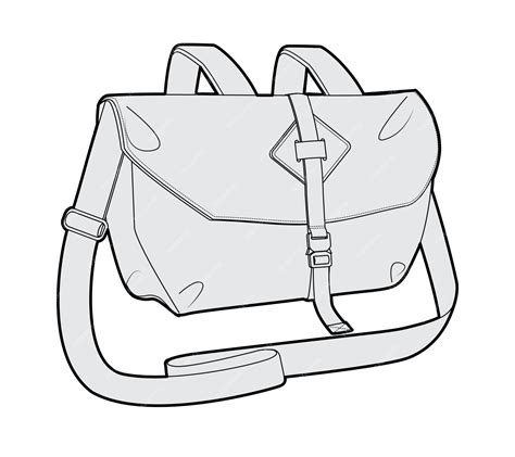 Premium Vector Messenger Backpack Bags Technical Drawing Vector Template