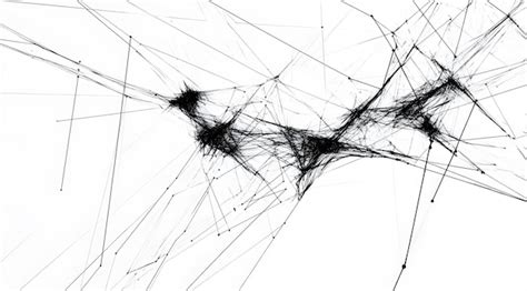 Abstract Black And White Interconnected Lines And Dots Premium Ai