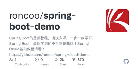 Github Roncoospring Boot Demo Spring Boot的基础教程，由浅入深，一步一步学习spring