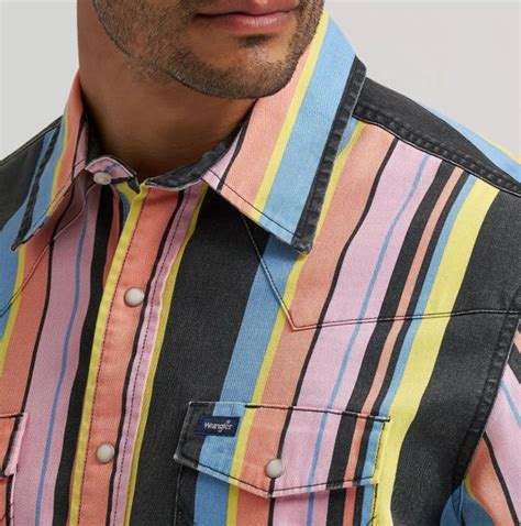 Mens Wrangler Vintage Inspired Brushpopper Western Snap Shirt 2374803