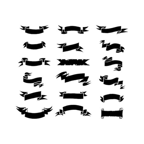 리본 벡터 배너 세트입니다 리본 라벨 블랙 프리미엄 벡터