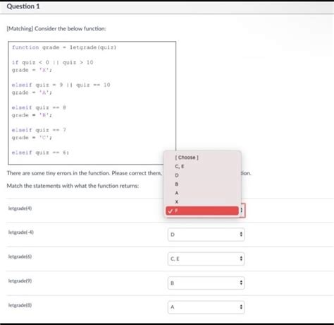 Solved Matching Consider The Below Function Function