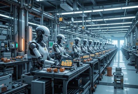 Robots Assembling Products In A Modern Industrial Factory Environment