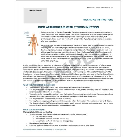 Joint Arthrogram With Steroid Injection After Care Society Of