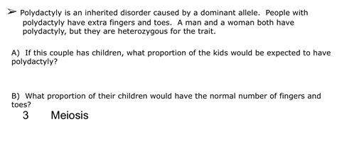 Solved Polydactyly Is An Inherited Disorder Caused By A
