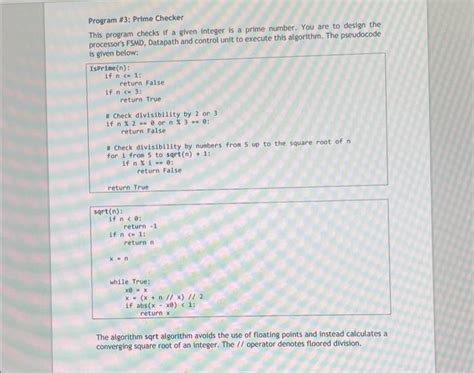 Solved Program Prime Checker This Program Checks If A Chegg