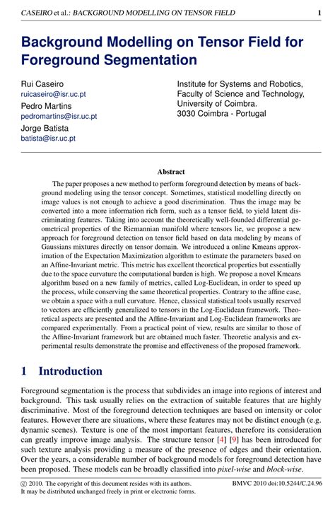 pdf background modelling on tensor field for foreground segmentation