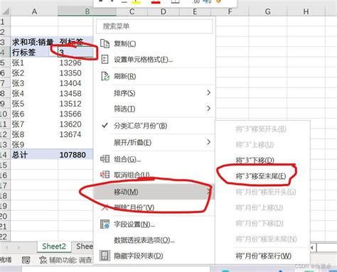 Excel透视后 调整列的顺序 如：1月 2月 3月 手动调整顺序透视表月份怎么从小到大排序 Csdn博客