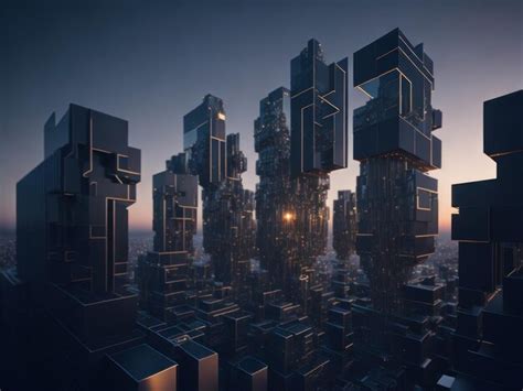Premium Photo Fractal Futuristic Cubic City Ai Generated
