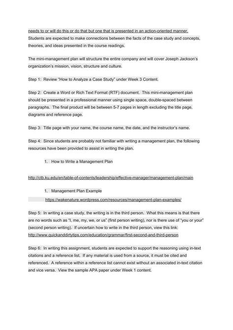 Assignment 2 Mini Management Plan Pdf