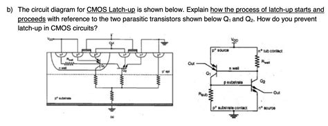 Solved B The Circuit Diagram For Cmos Latch Up Is Shown