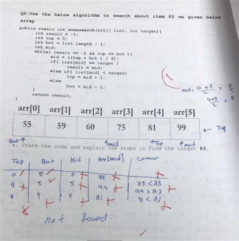 solved q2 use the below algorithm to search about item 83