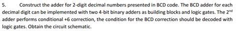 Solved Construct The Adder For 2 Digit Decimal Numbers