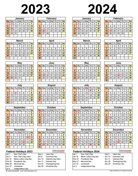 2023 2024 Two Year Calendar Free Printable Excel Templates