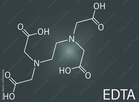 Skeletal Formula Of Ethylenediaminetetraacetic Acid Or Edta Complexing Agent Molecule Used In