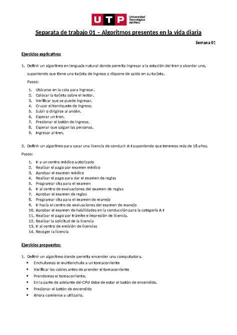 Algortimos Presentes En La Vida Cotidiana Jose Facho Torres Separata De Trabajo 01