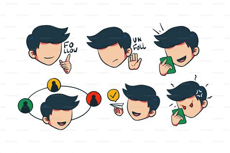 다양한 표정을 가진 남자의 얼굴 그림 벡터 Unsplash의 공유 이미지