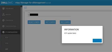 unisphere for powermax unable to add ntp ip via vapp manager failed