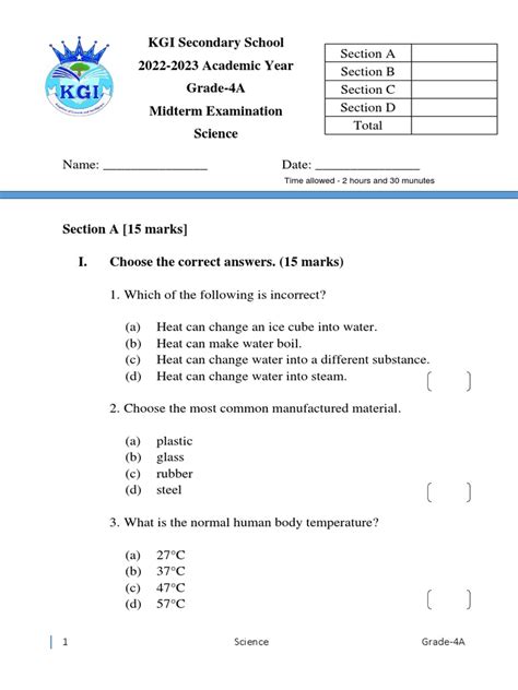 4a science midterm exam pdf water plants