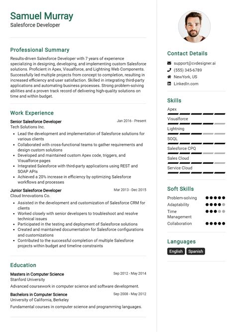 Salesforce Developer Resume Example For 2024 Resume Guide Cvdesigner Ai