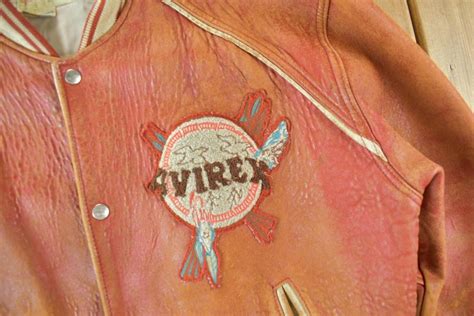 Vintage 1990s Avirex Usa Red Cloud Lakota Tribe Genuine Leather Varsity