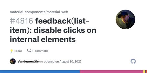 Feedback List Item Disable Clicks On Internal Elements Material Components Material Web