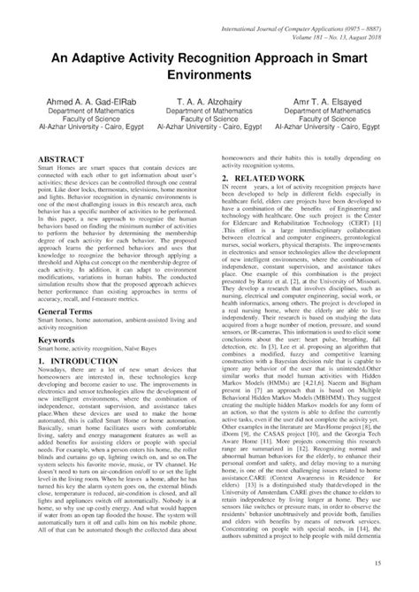 Pdf An Adaptive Activity Recognition Approach In Smart · An