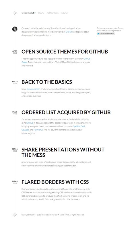 20 web design examples of blog front end structures