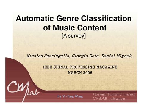 Ppt Automatic Genre Classification Of Music Content A Survey