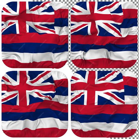 Premium Psd State Of Hawaii Flag Squire Shape Isolated Different Waving Style Bump Texture 3d