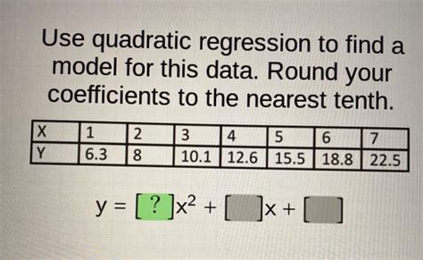 Solved Use Quadratic Regression To Find A Model For This Chegg