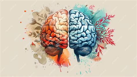 Premium Photo The Brain Is Split Into Two Halves With One Half Being Red