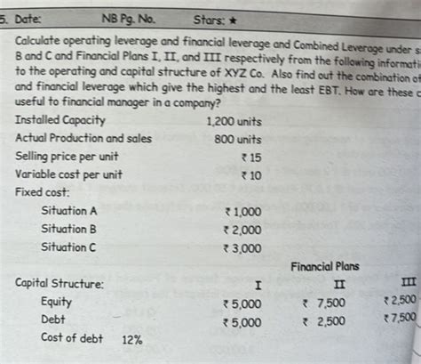 Calculate Operating Leverage And Financial Studyx Calculate Operating Leverage And Financial Studyx