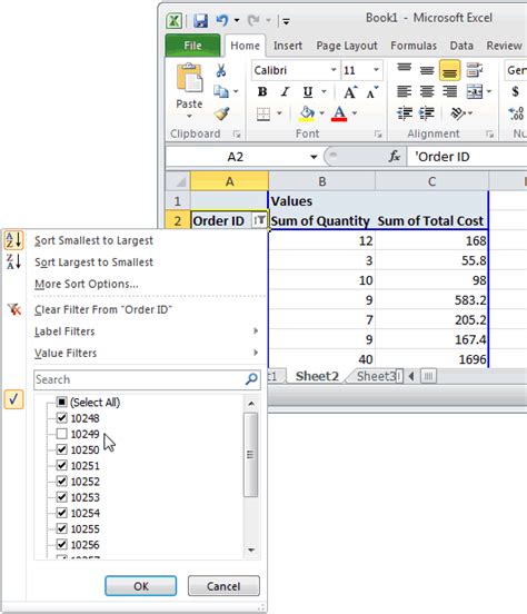 ms excel 2010 how to display a hidden value in a pivot table