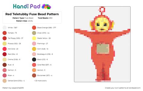 Red Teletubby Fuse Bead Pattern Fuse Bead Pattern Kandi Pad Kandi Patterns Fuse Bead