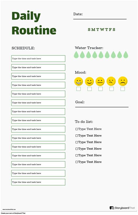 Daily Routine Chart Exles